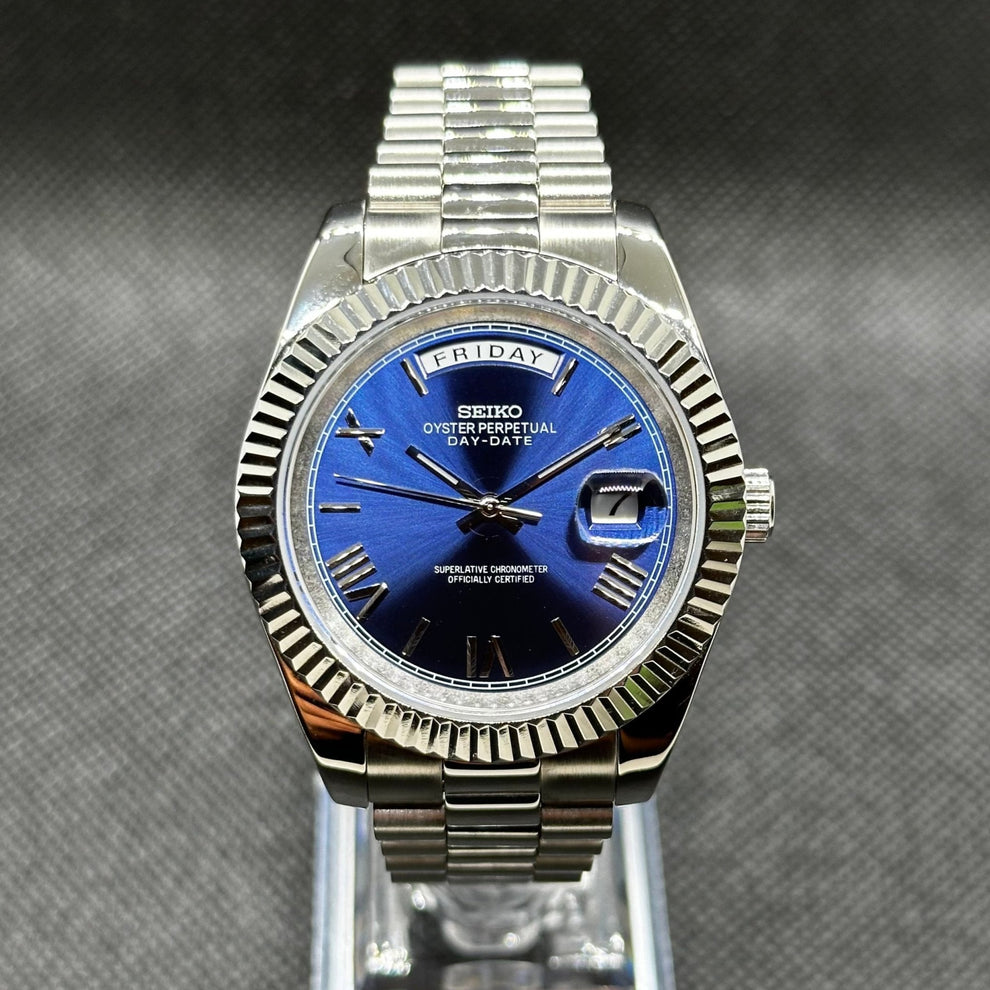 Seiko Mod Day-Date "Blue Roman" Watch – Somerville Watch Co.